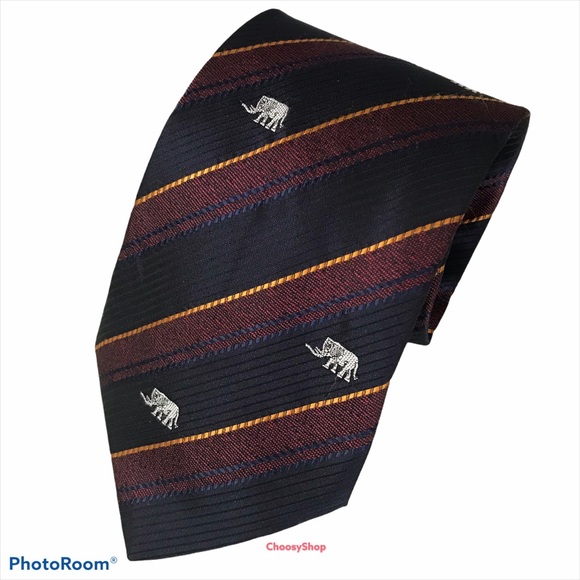 Accessories | Elephant Tie Silk Black Navy Red Gold Silk Quality | Poshmark